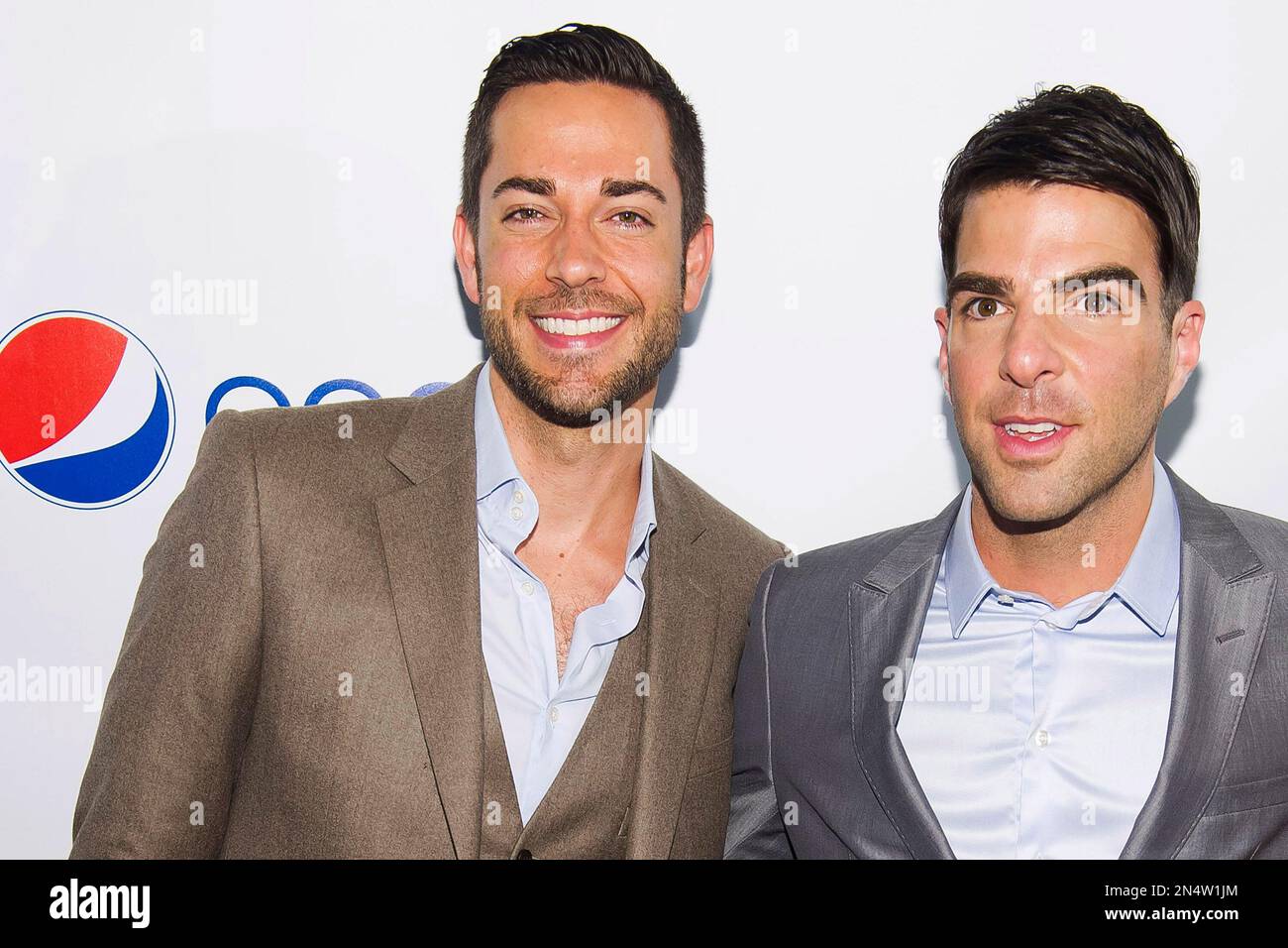 Zachary Levi, left, and Zachary Quinto attend the Drama League Awards ...