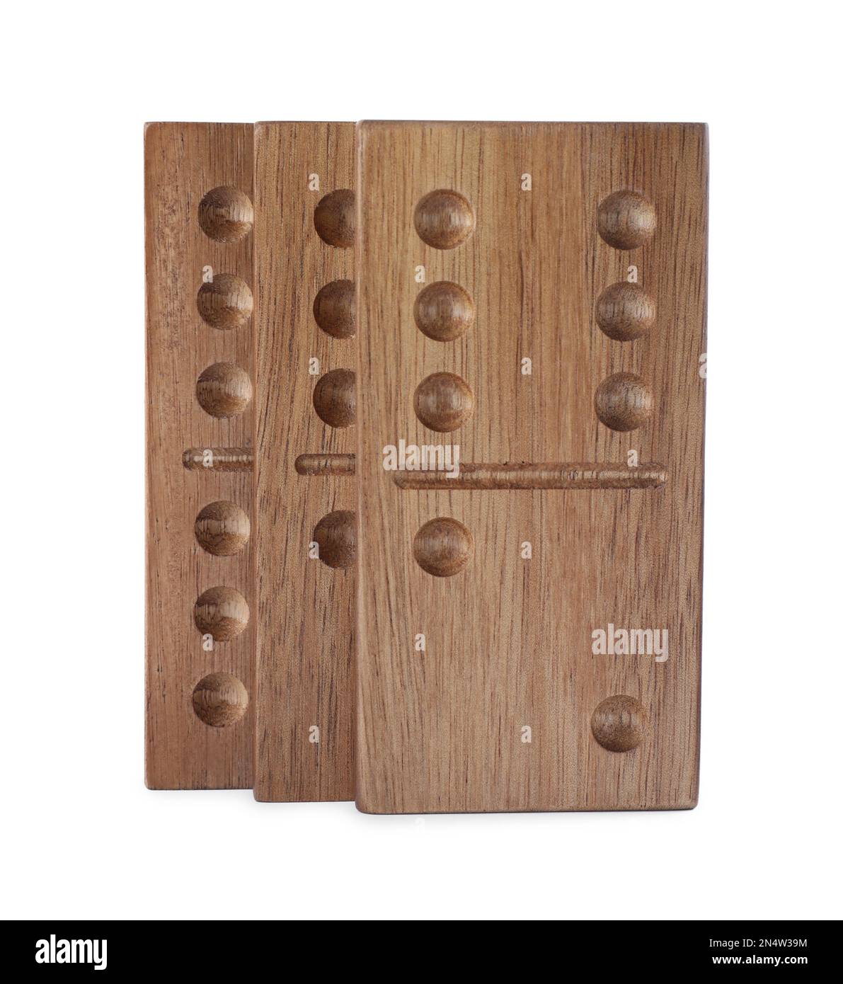 Wooden domino tiles with pips isolated on white Stock Photo - Alamy