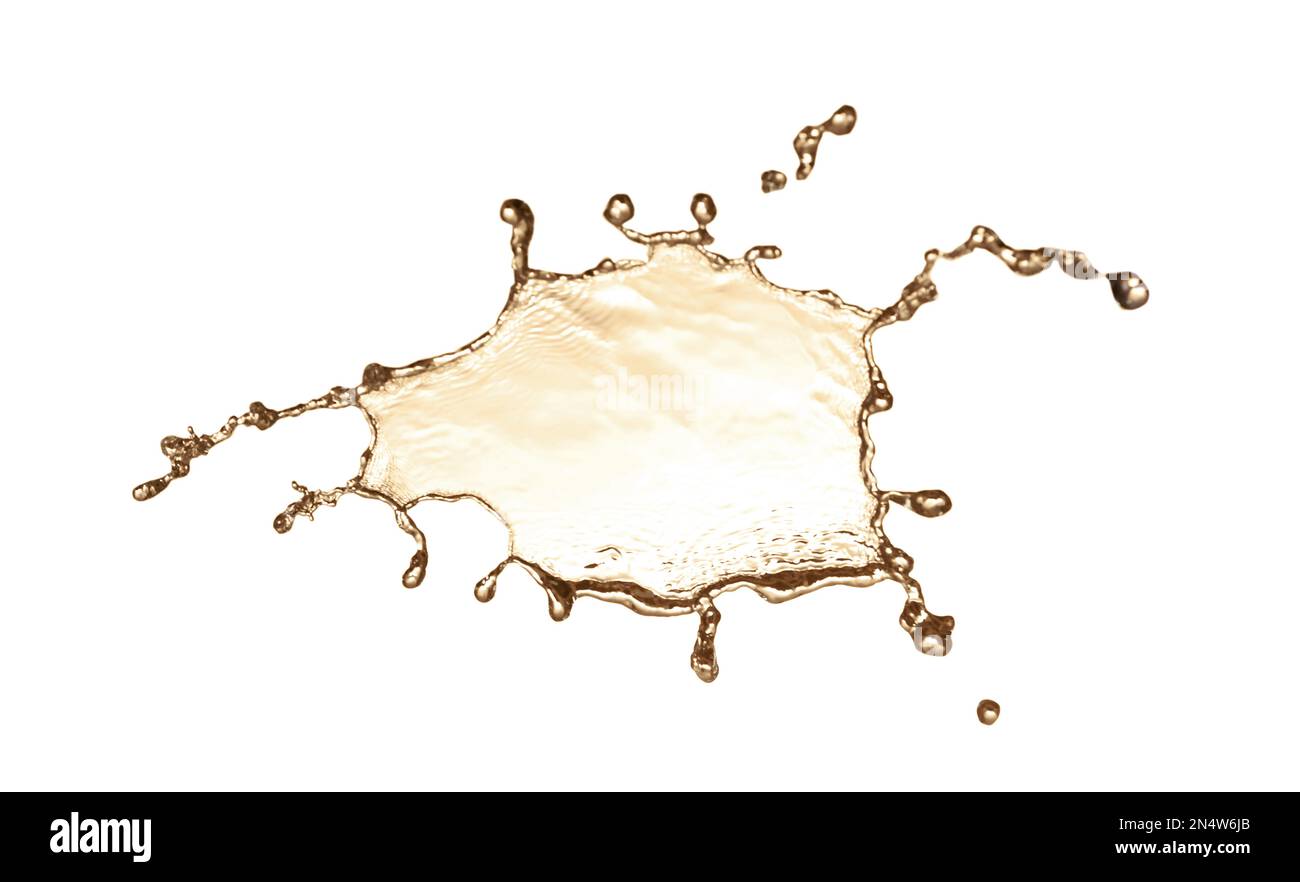 Splash of beige liquid on white background Stock Photo - Alamy