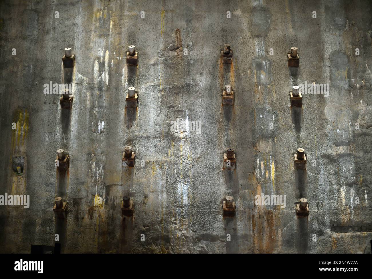 A section of the "slurry wall," a surviving retaining wall of the ...