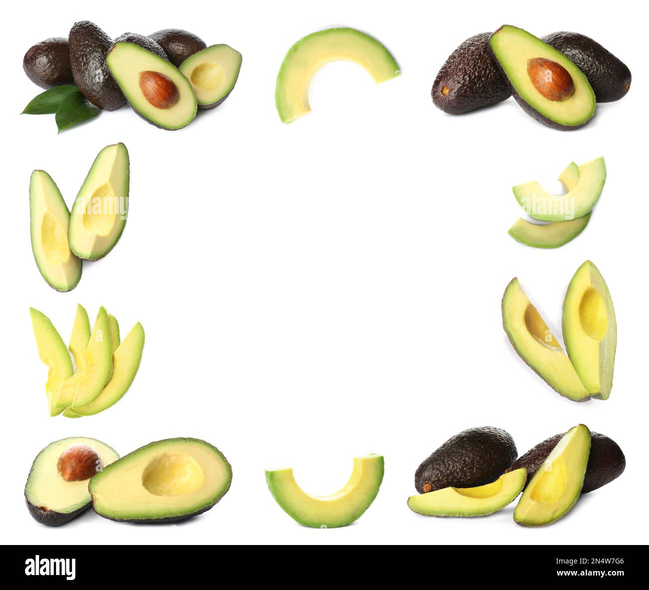 Tropical set green avocados Cut Out Stock Images & Pictures - Alamy