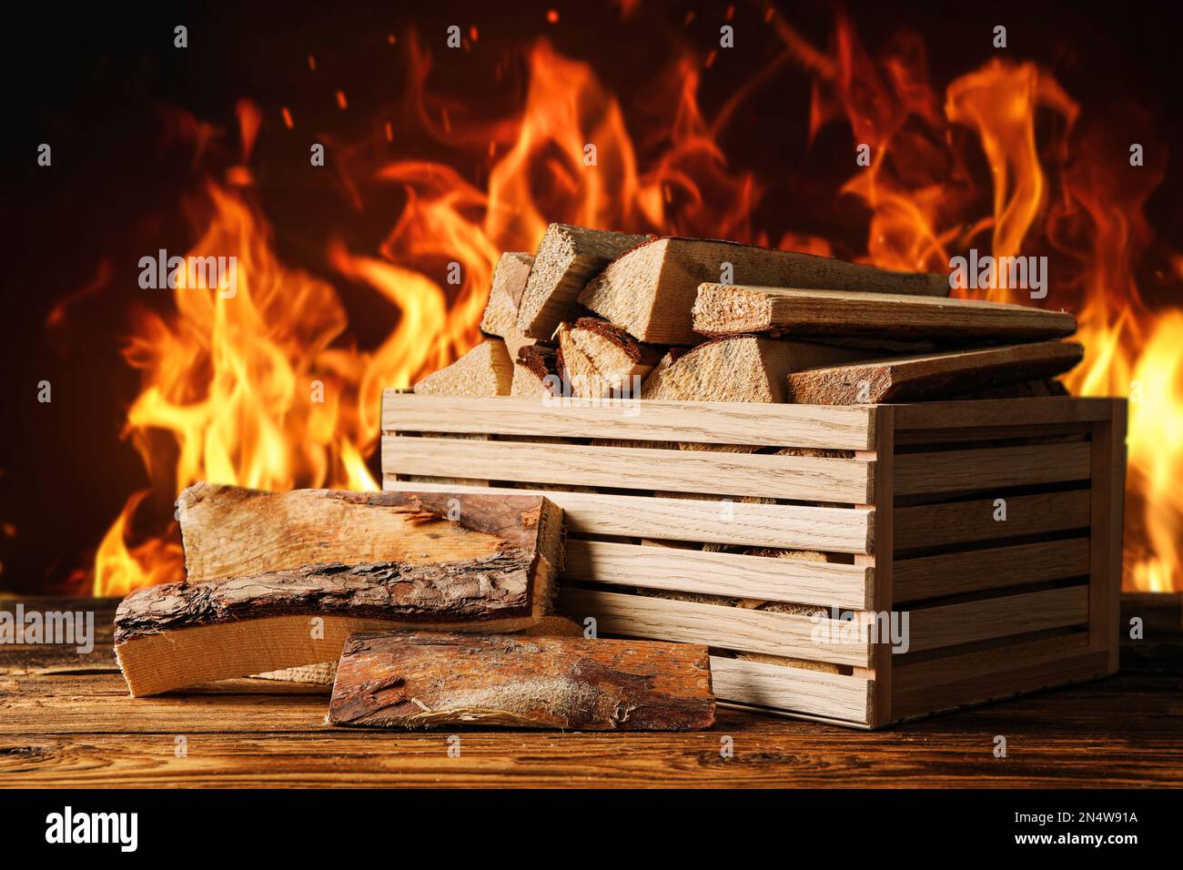 Fire wood crate hi-res stock photography and images - Alamy
