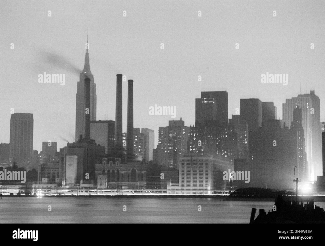 The Manhattan skyline is dark, July 13, 1977, after a power failure ...