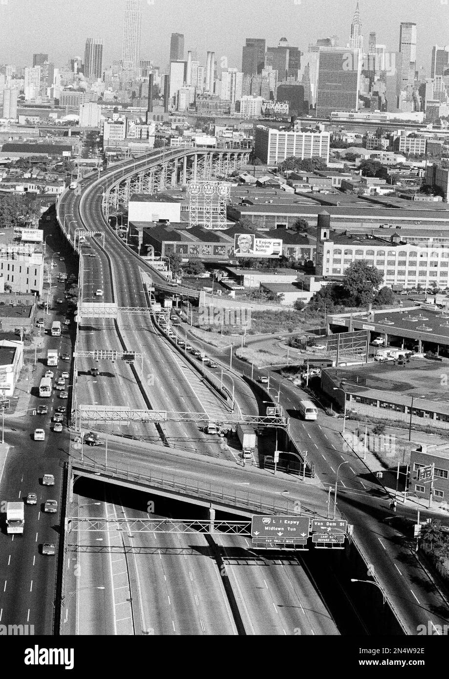 This is an aerial view from New York's borough of Queens, looking ...