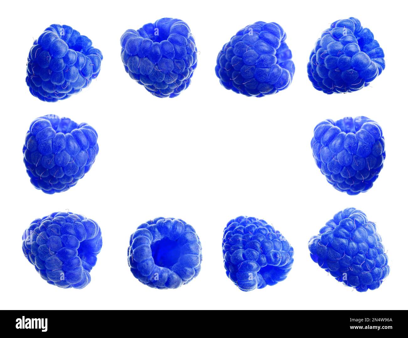 Set of fresh blue raspberries on white background Stock Photo - Alamy