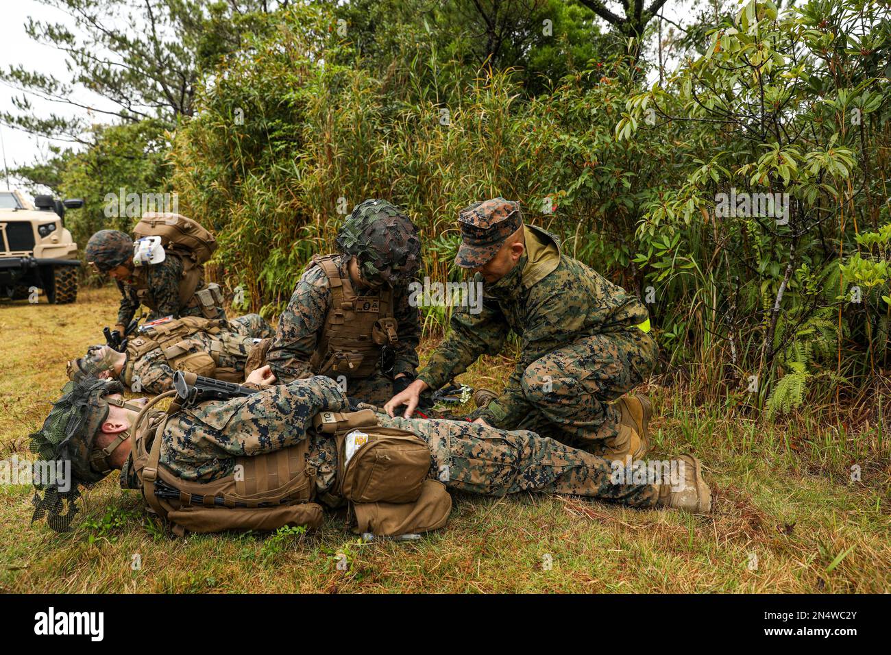 U.S. Marines with 9th Engineer Support Battalion practice tactical ...