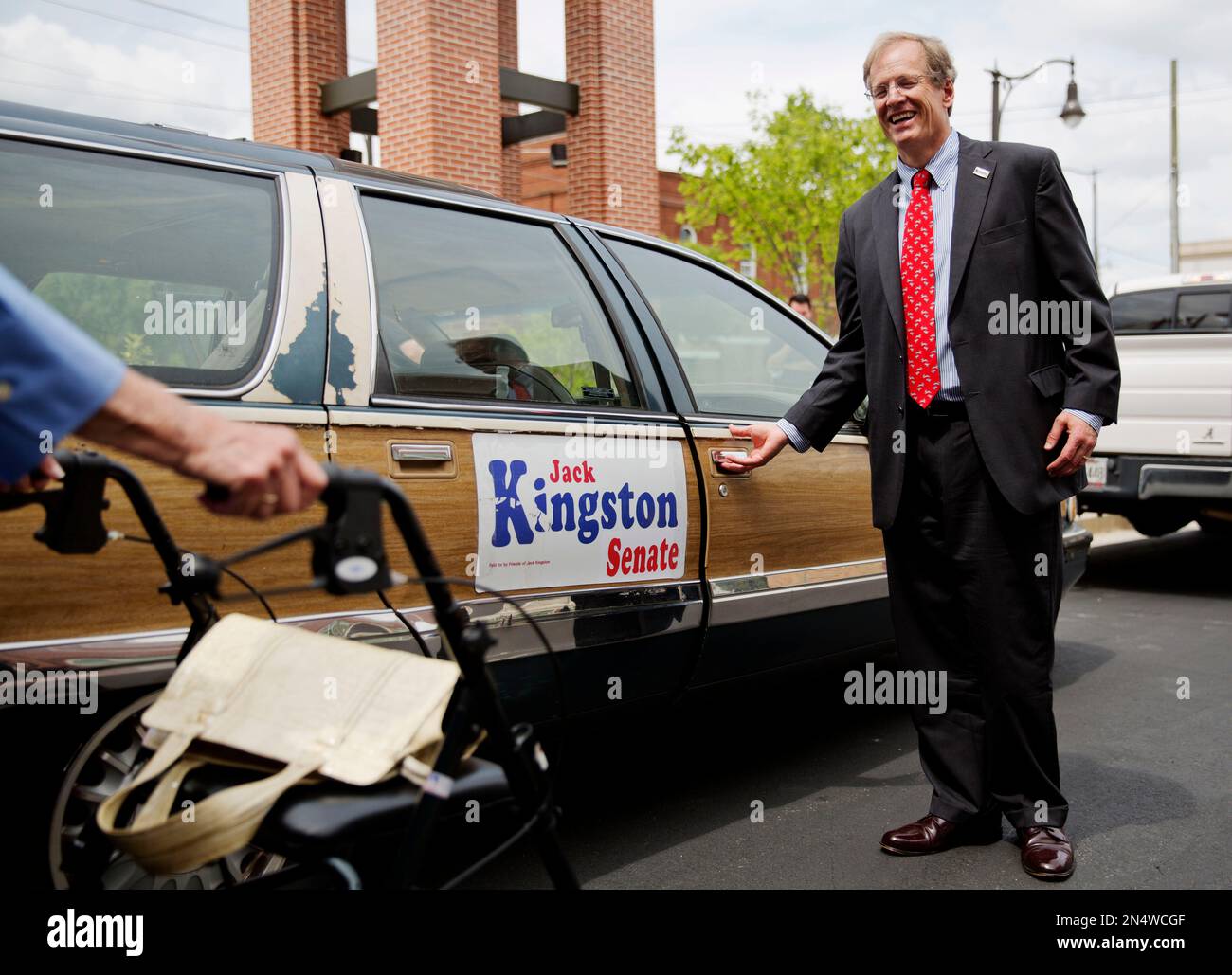Georgia Republican Senate candidate, Rep. Jack Kingston, right, opens ...
