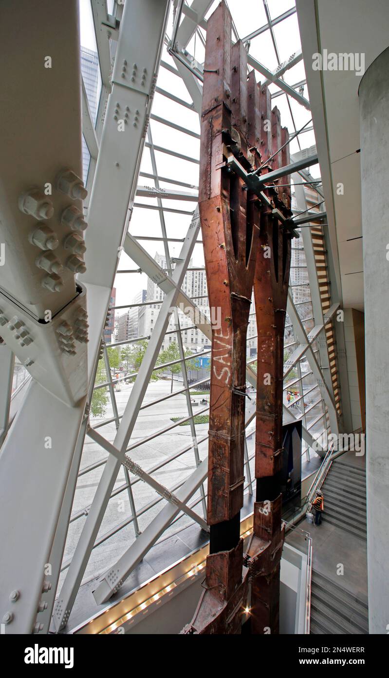 A pair of World Trade Center tridents, that once formed part of the ...