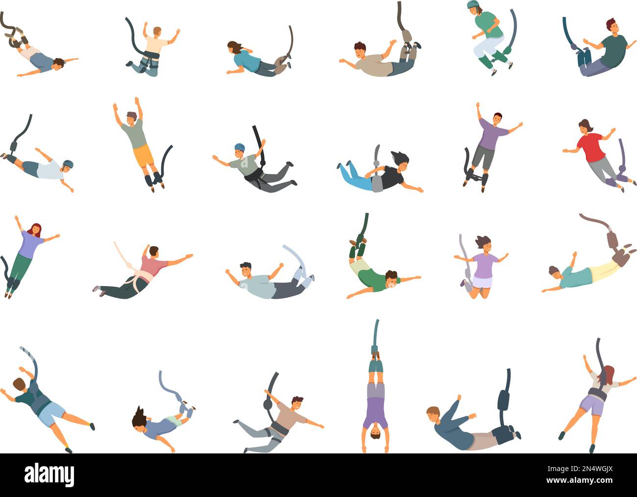 Bungee jumping icons set cartoon vector. Extreme sport. Fall rope Stock Vector Image & Art - Alamy