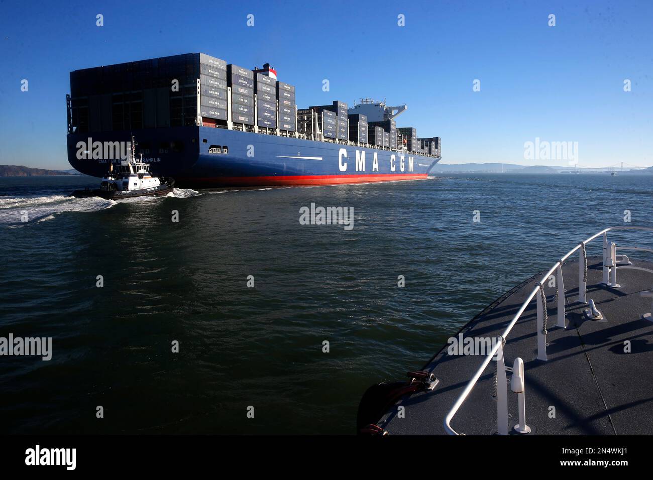 The CMA CGM Benjamin Franklin the eighth largest cargo vessel in the ...