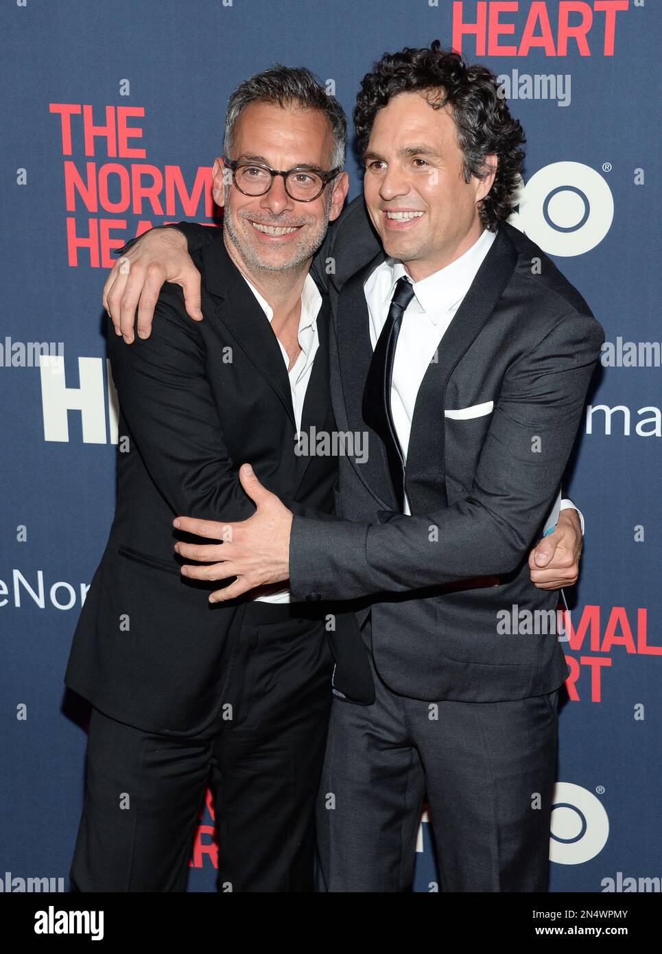 Joe Mantello, left, and Mark Ruffalo attend the premiere of HBO Films ...