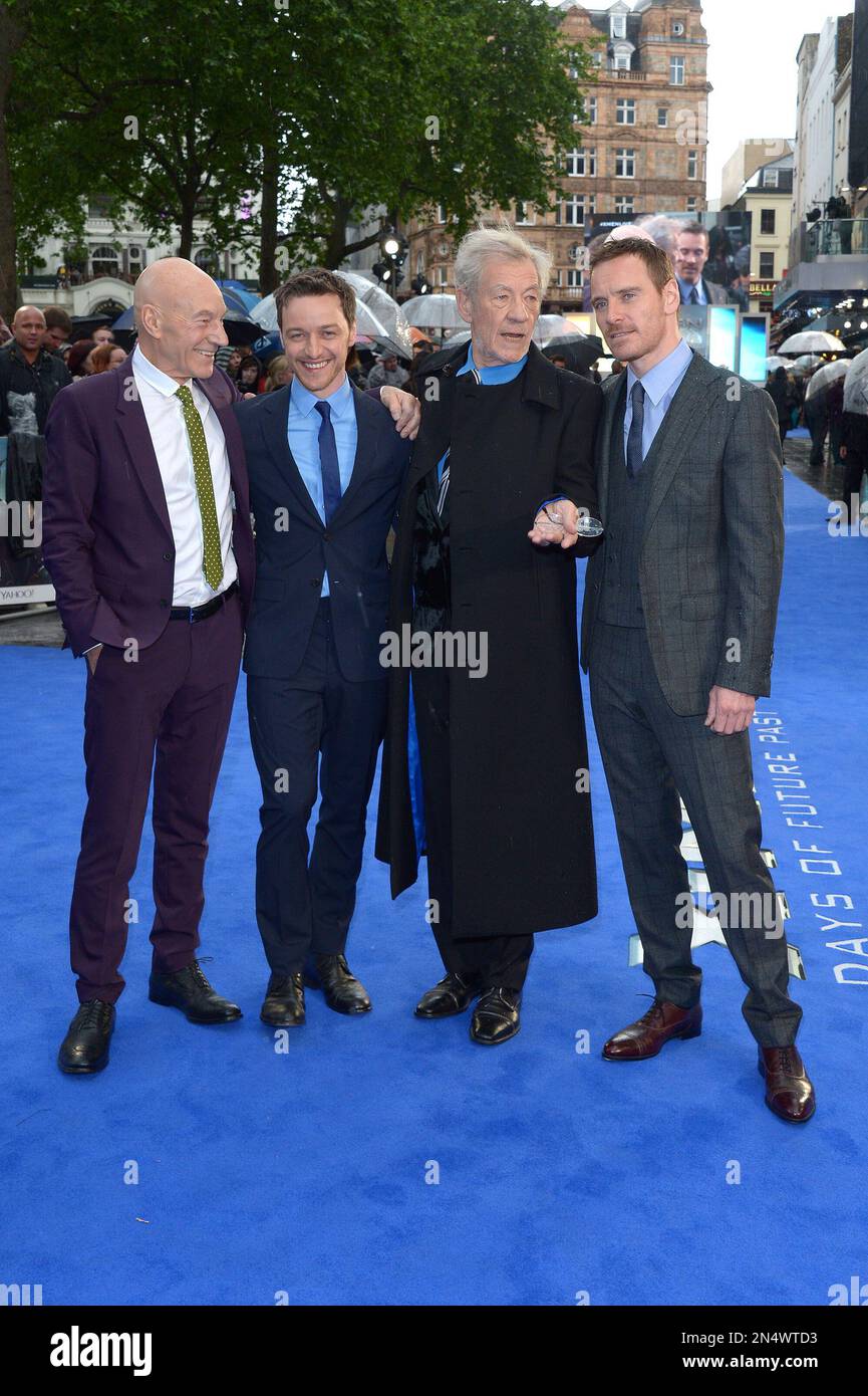 From left, actors Patrick Stewart, James McAvoy, Ian McKellen and ...