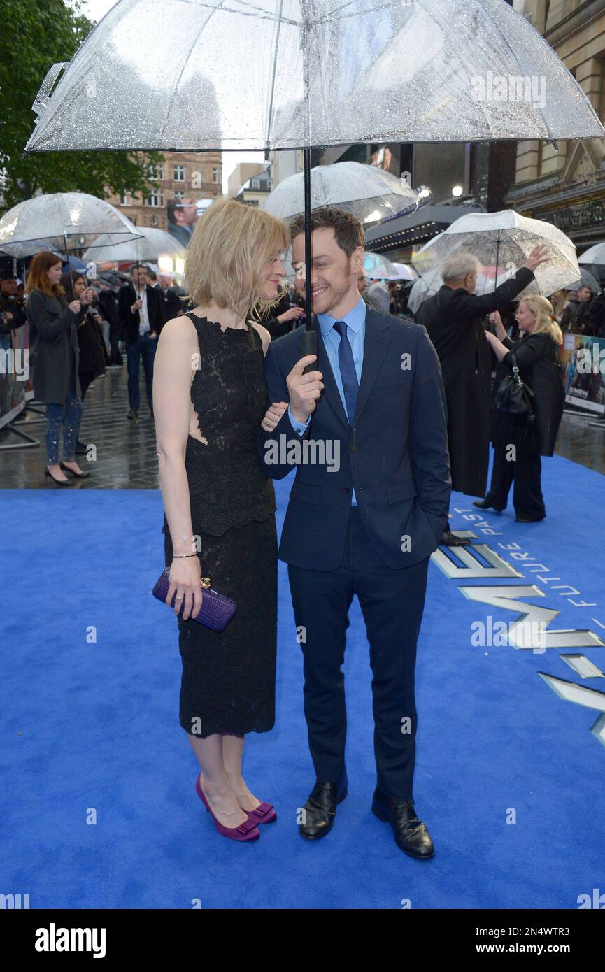Anne-Marie Duff and James McAvoy pose for photographers on the red ...