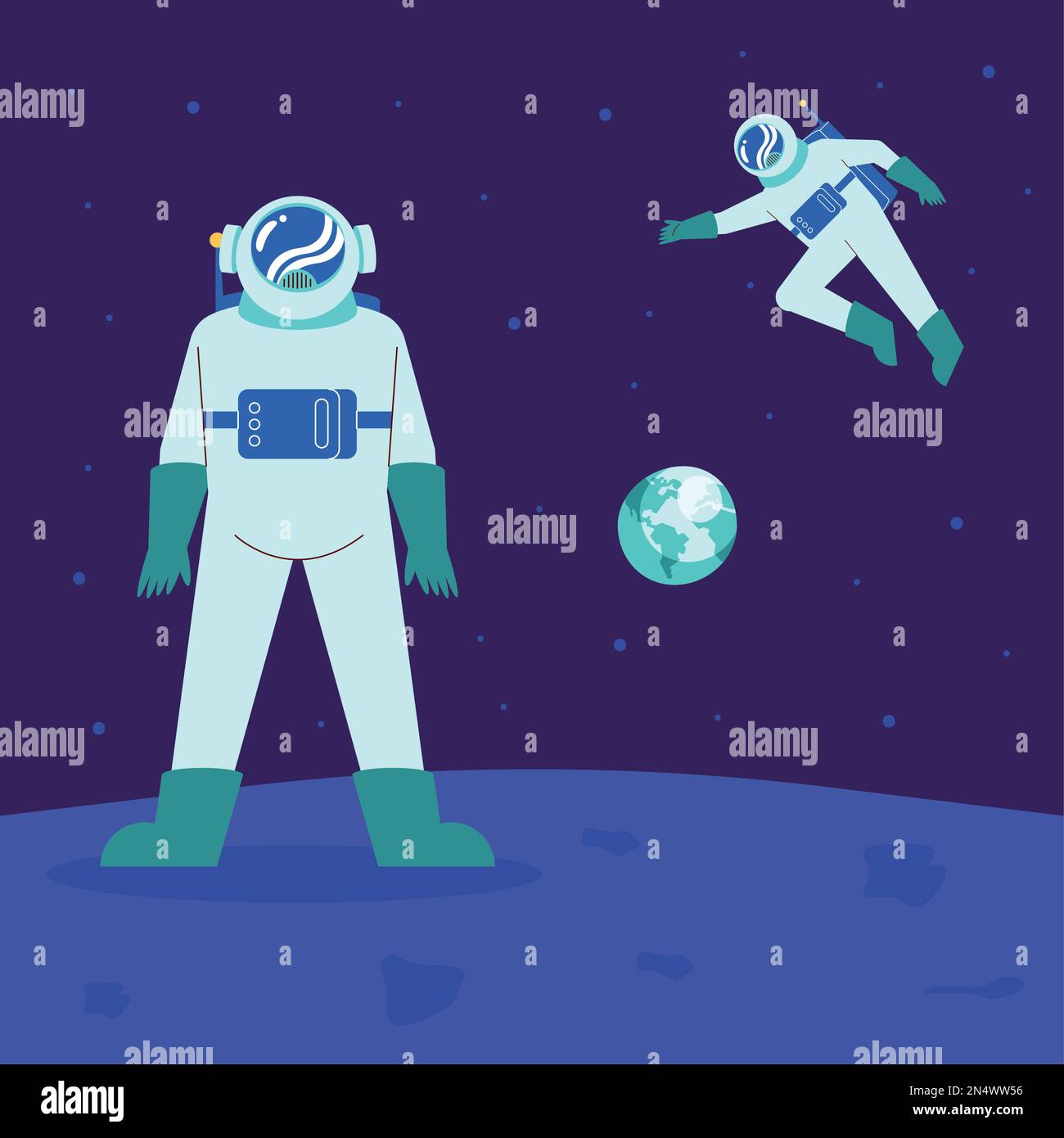 astronauts with world planet characters Stock Vector Image & Art - Alamy