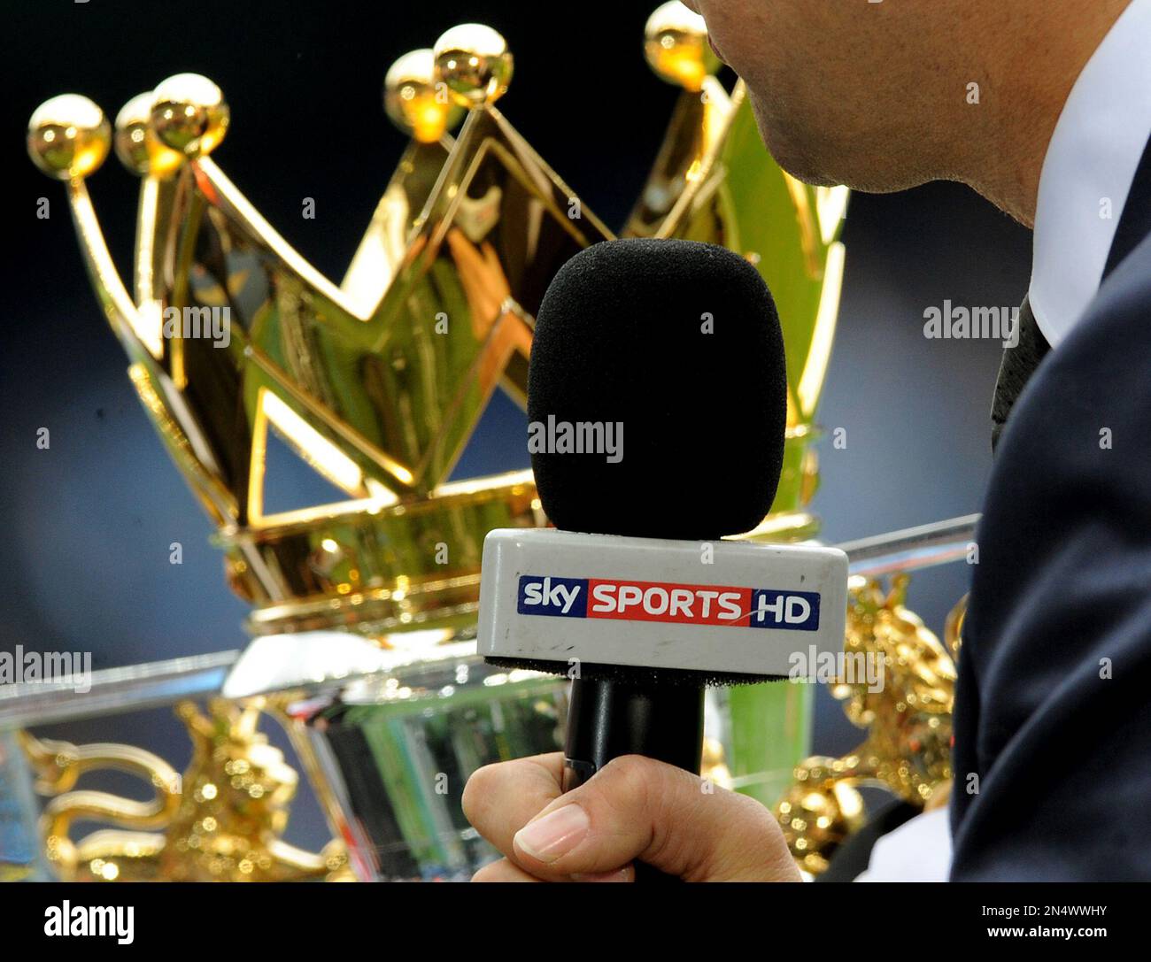 Sky sports microphone seen before the English Premier League soccer ...