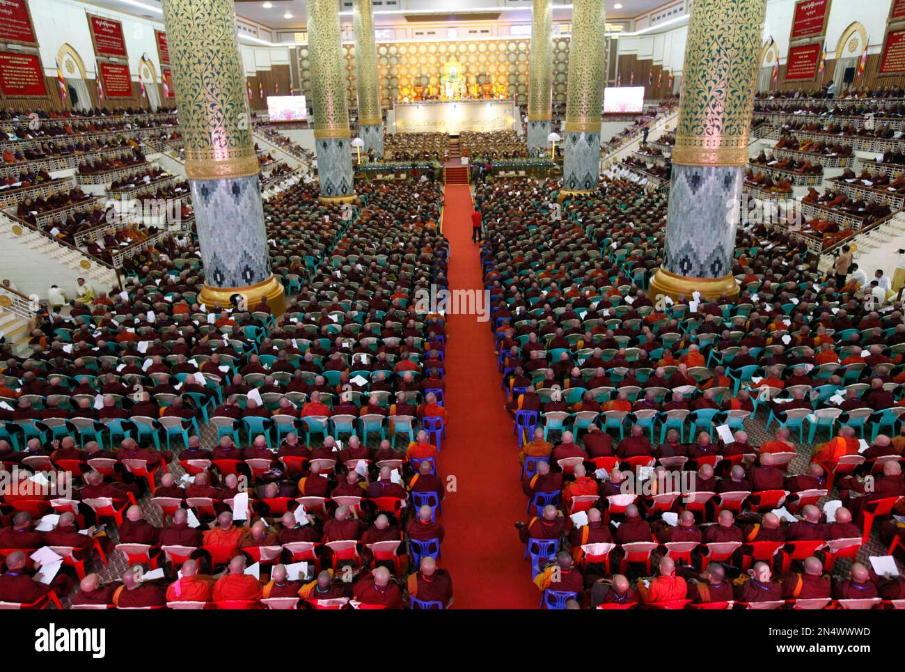 Myanmar Buddhist monks attend the All-sects Buddhist Monks Conference ...