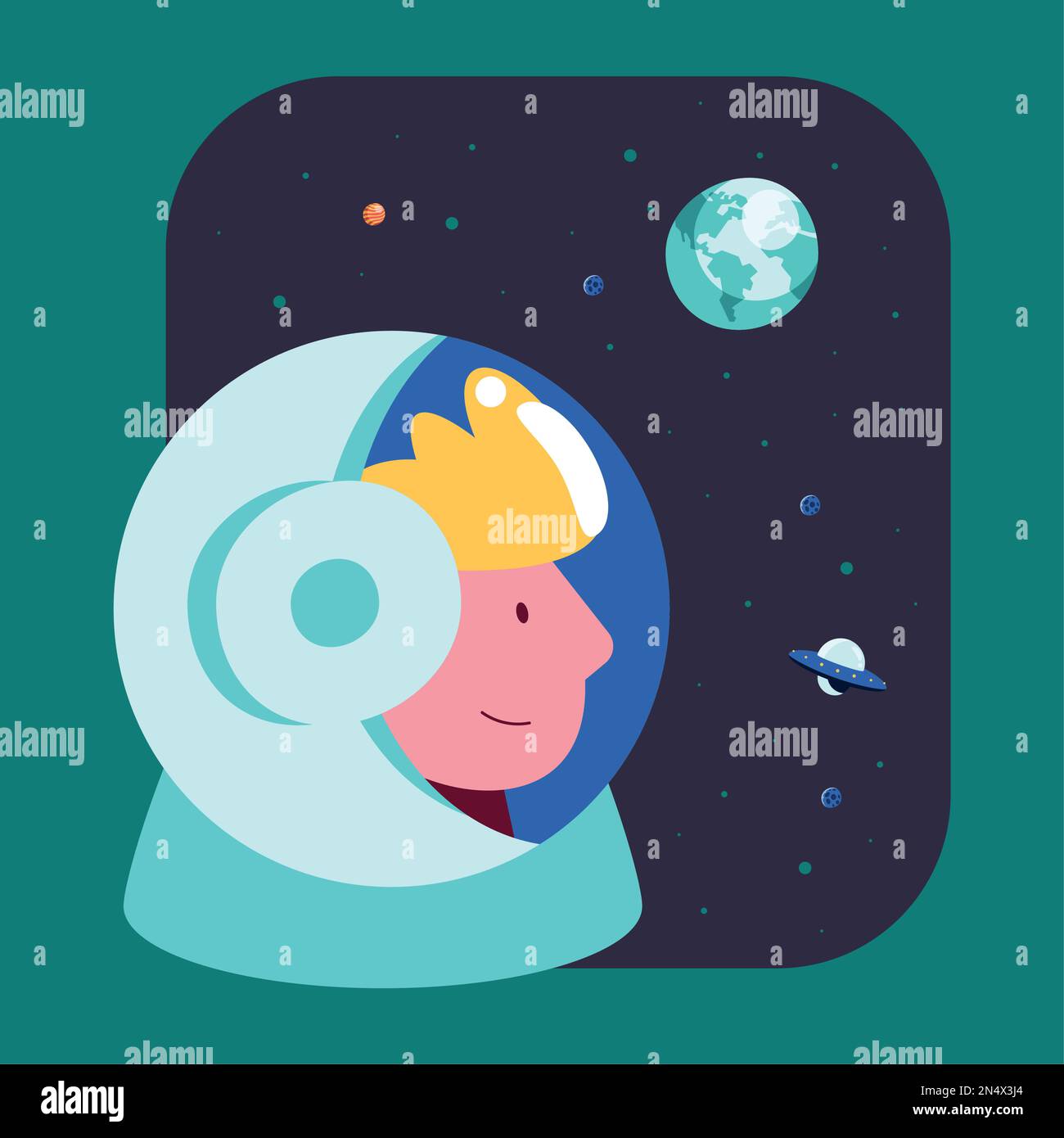 astronaut with planets profile character Stock Vector Image & Art - Alamy
