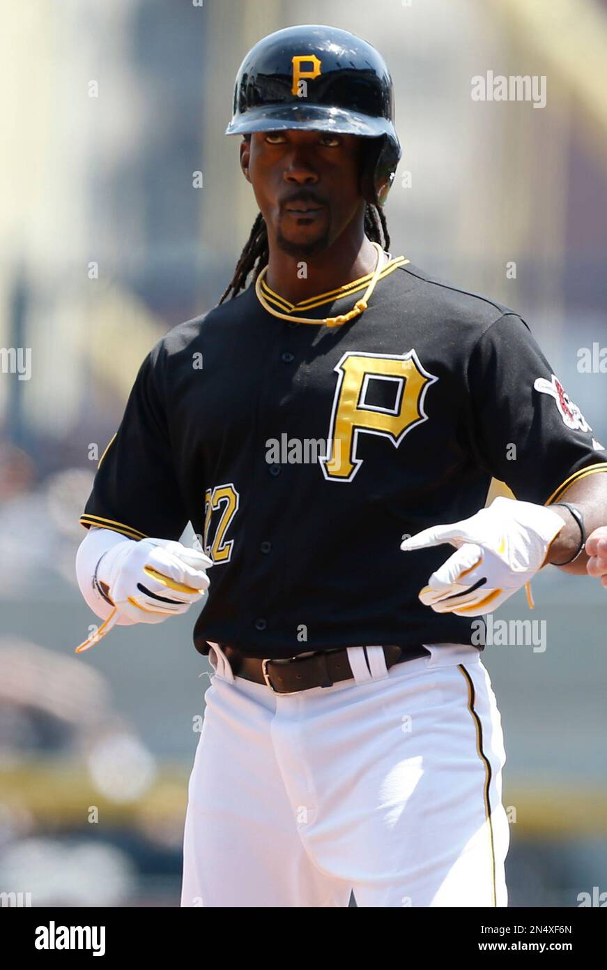 Pittsburgh Pirates' Andrew McCutchen (22) plays in the baseball game ...