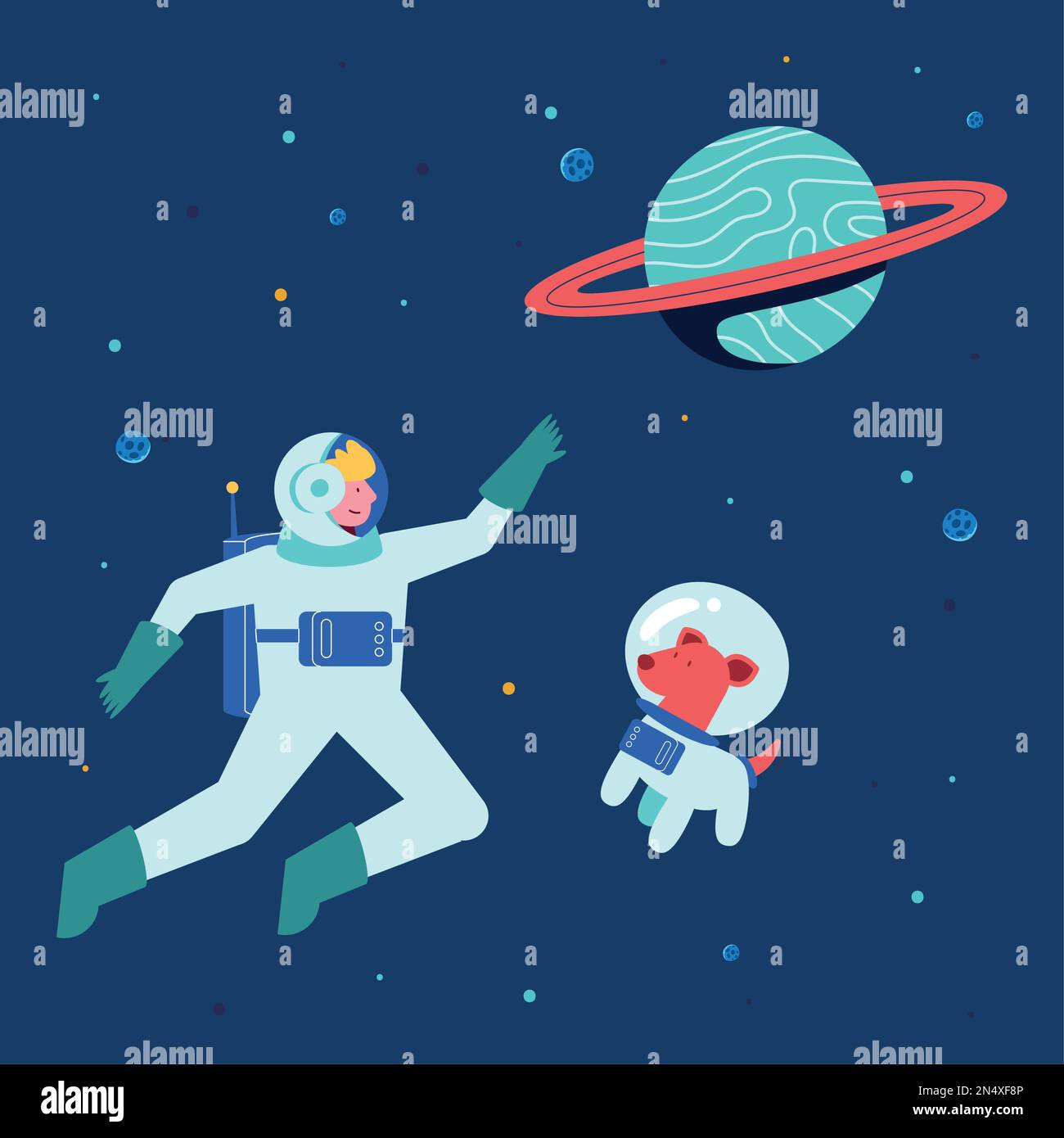 astronaut with dog space characters Stock Vector Image & Art - Alamy