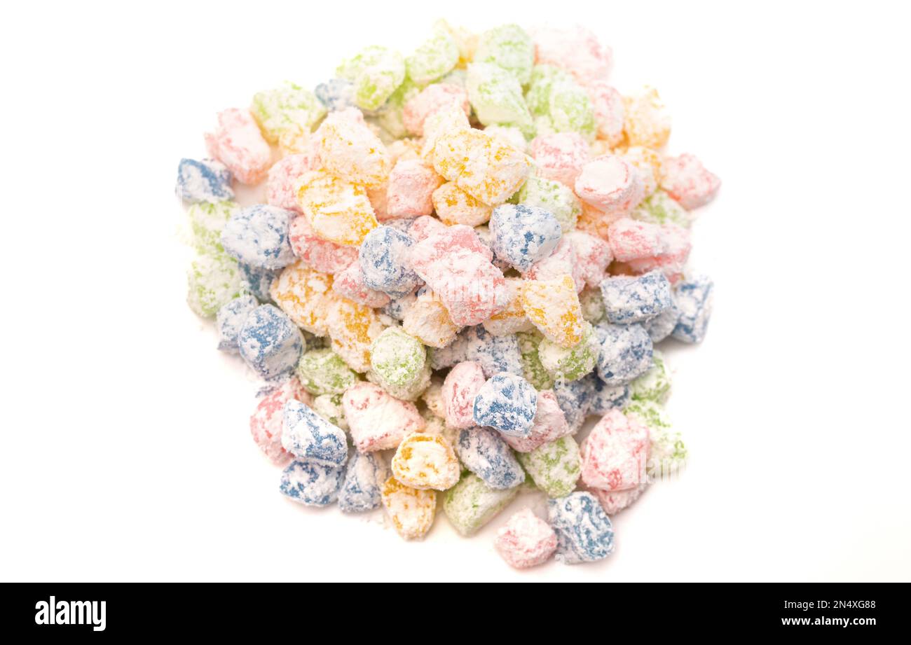 Rainbow Mini Mochi Rice Cake Candies Isolated on a White Background ...