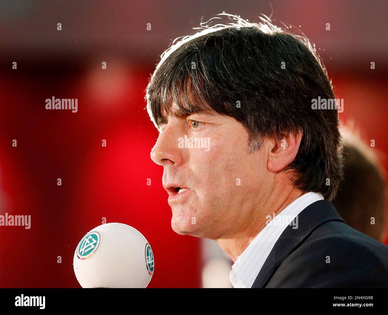 Coach of German national soccer team Joachim Loew speaks during a press ...