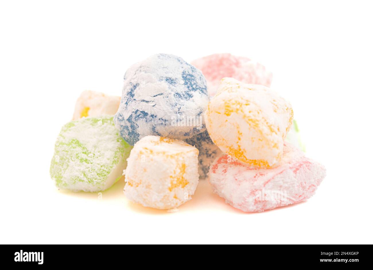 Rainbow Mini Mochi Rice Cake Candies Isolated on a White Background ...