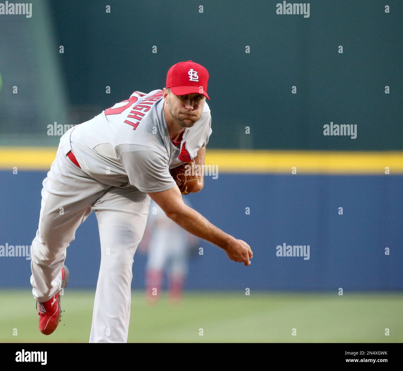 St. Louis Cardinals starting pitcher Adam Wainwright (50) delivers a ...
