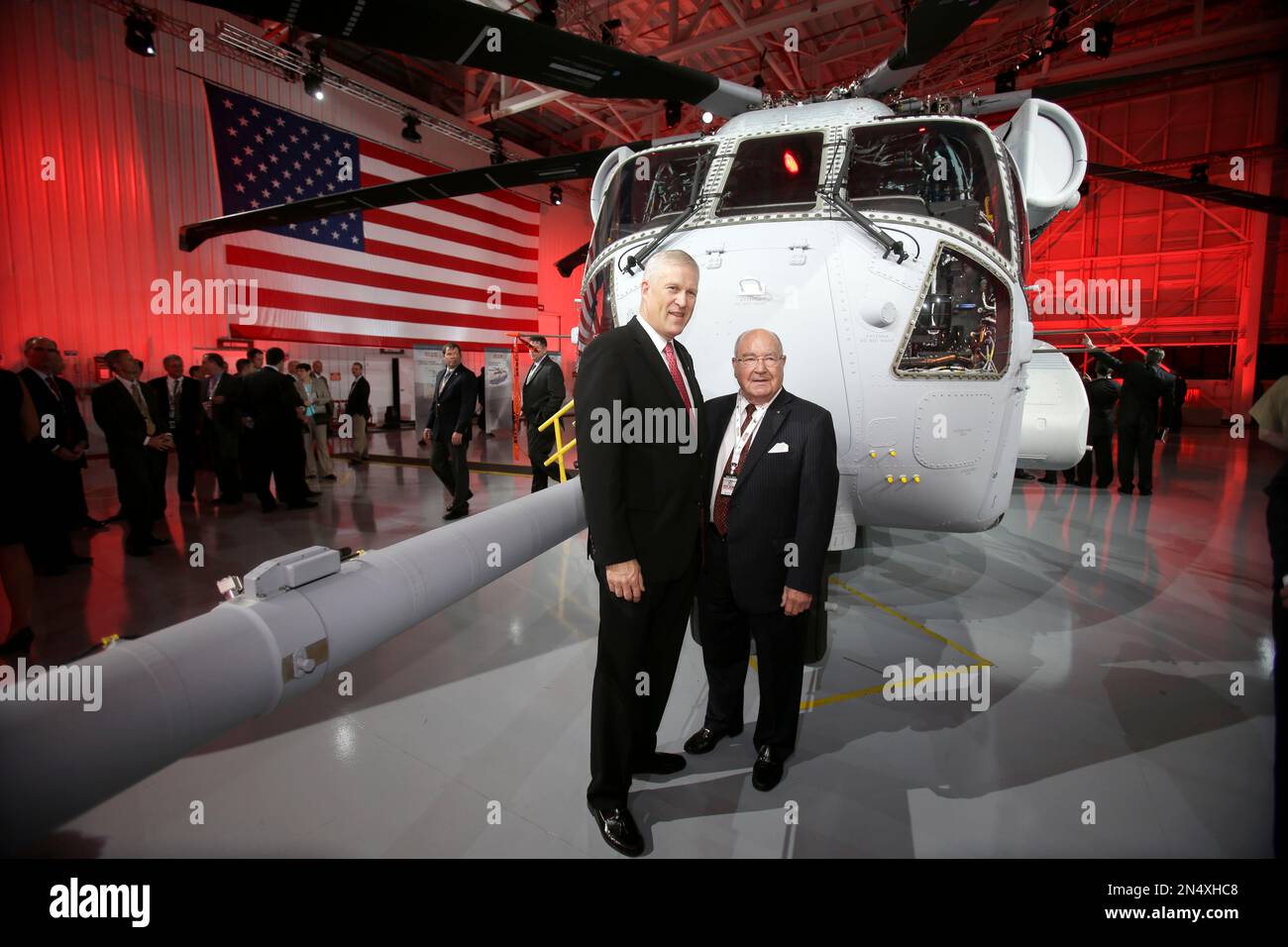 Sergei Sikorsky, right, son of company founder Igor Sikorsky, poses ...