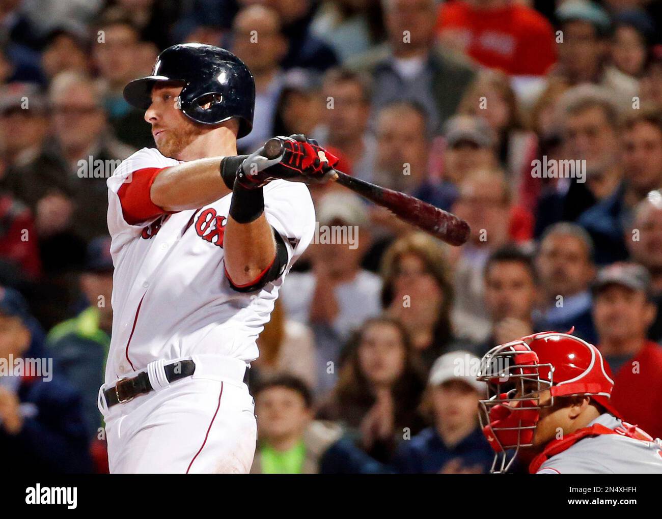 Boston Red Sox's Will Middlebrooks hits an RBI single as Cincinnati ...