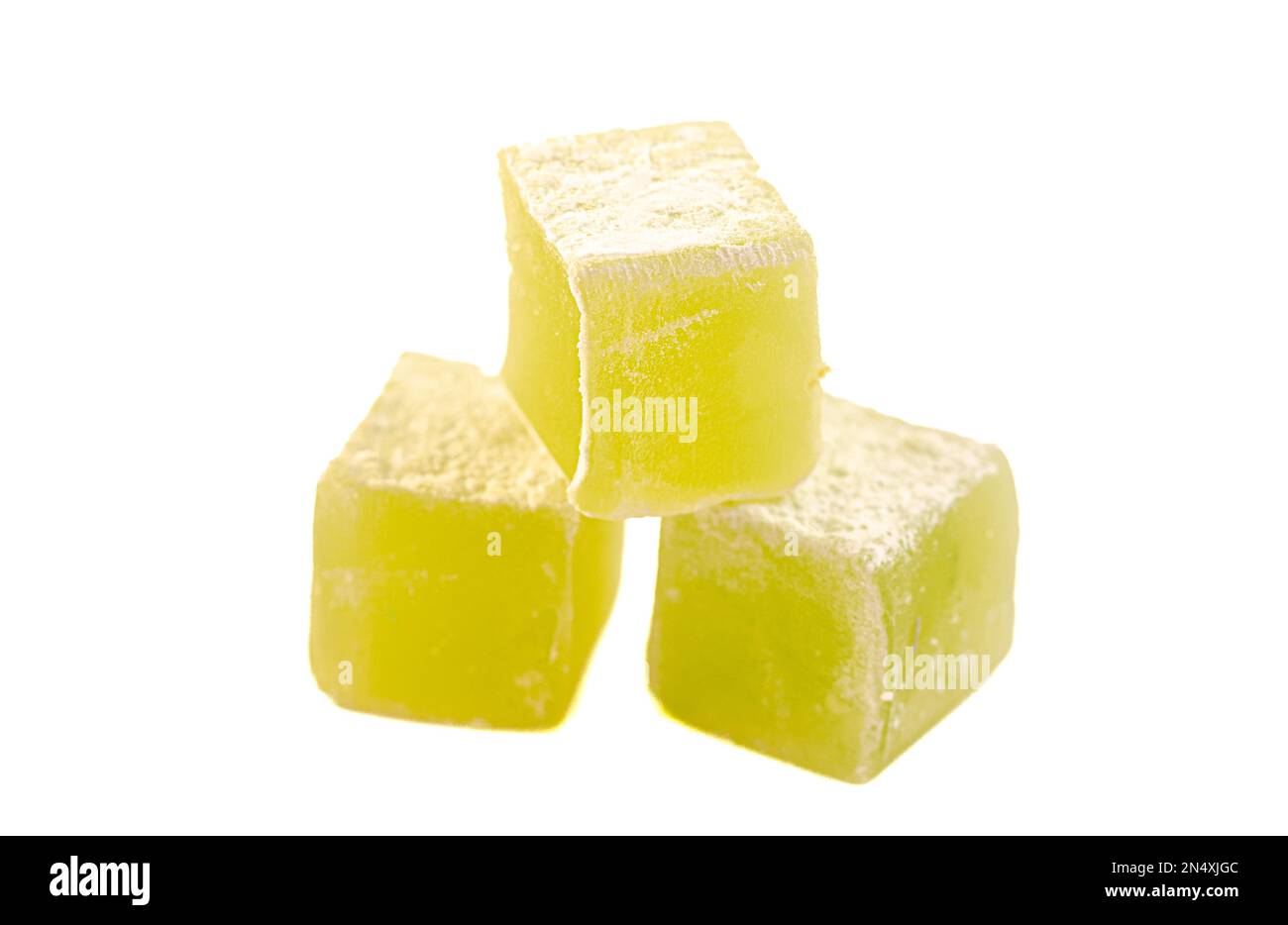 Green Turkish Delight Isolated on a White Background Stock Photo - Alamy
