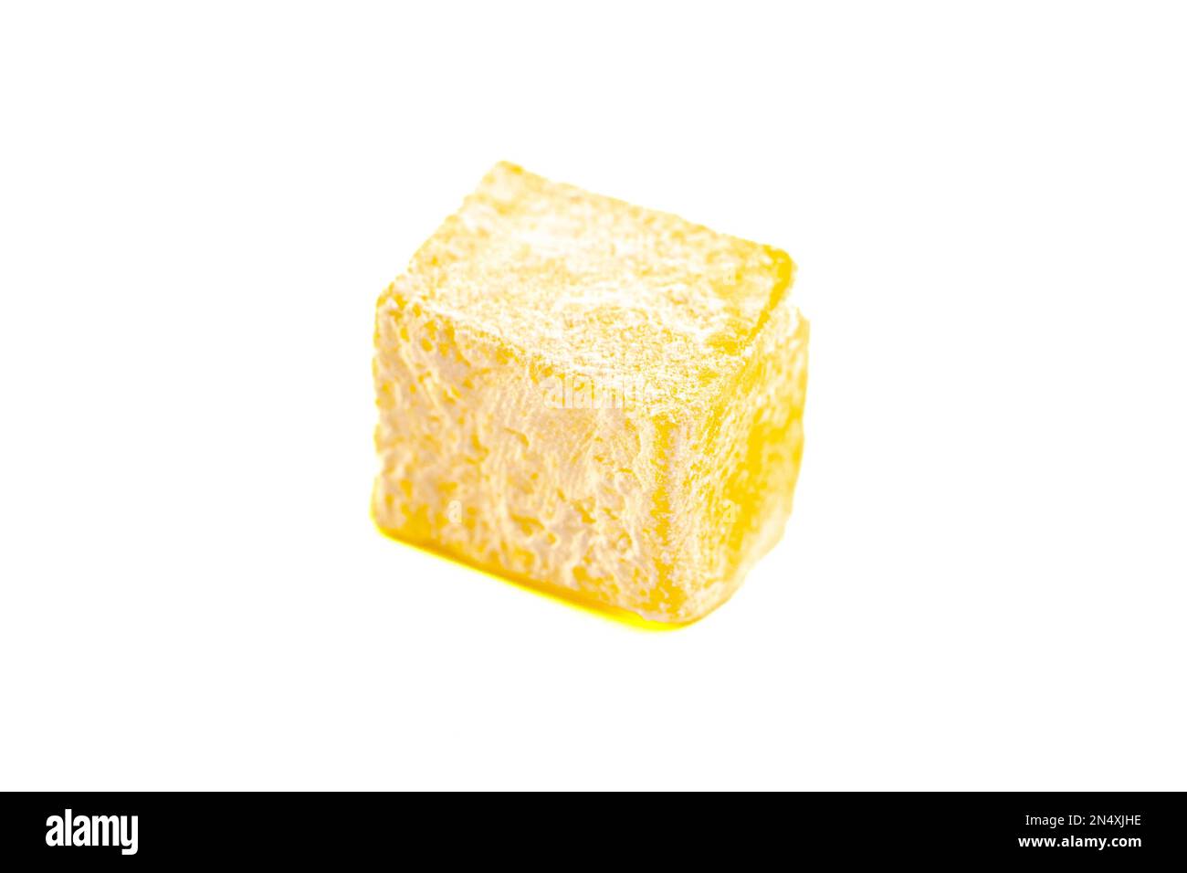 Yellow Lemon Turkish Delight Isolated on a White Background Stock Photo ...