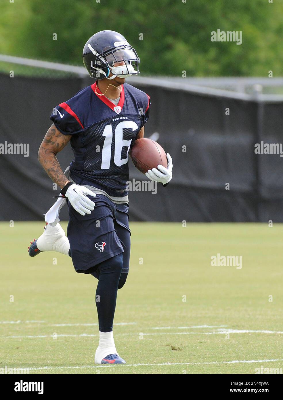 Houston Texans wide receiver Alan Bonner runs with the ball during a ...