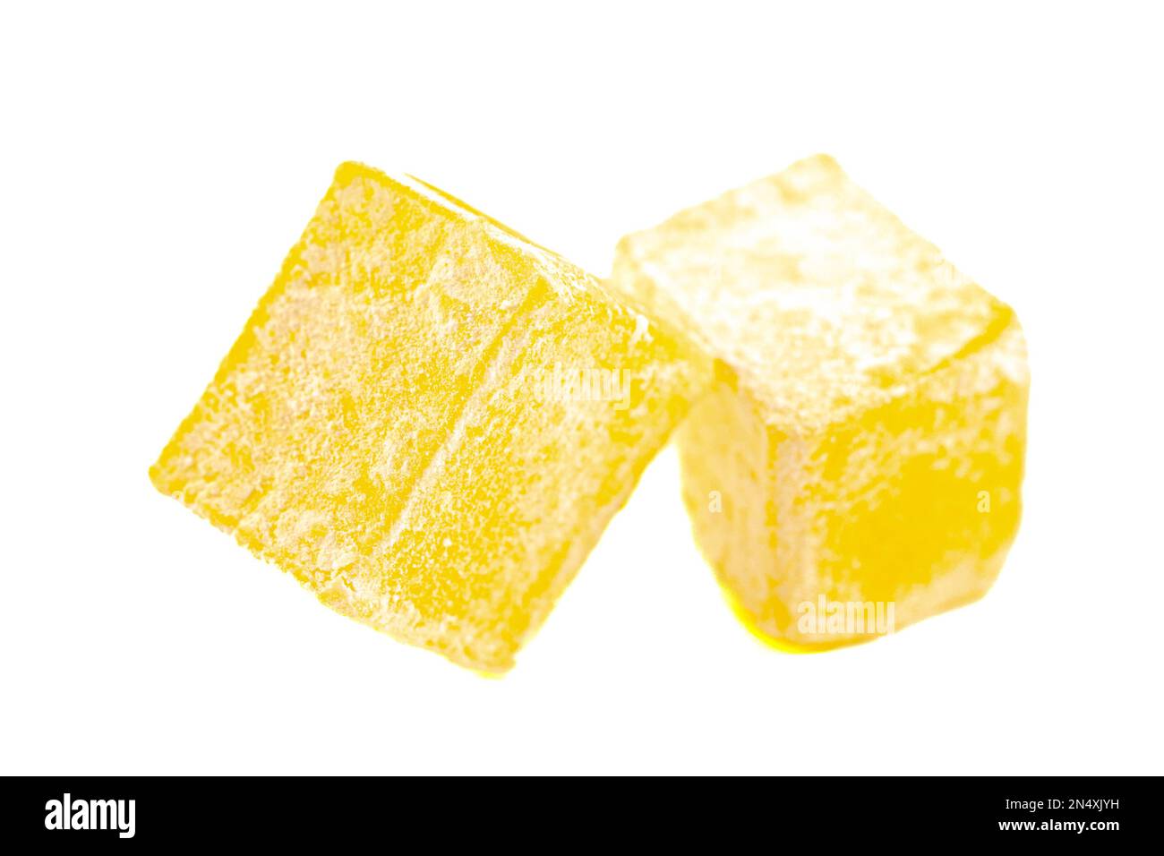 Yellow Lemon Turkish Delight Isolated on a White Background Stock Photo ...