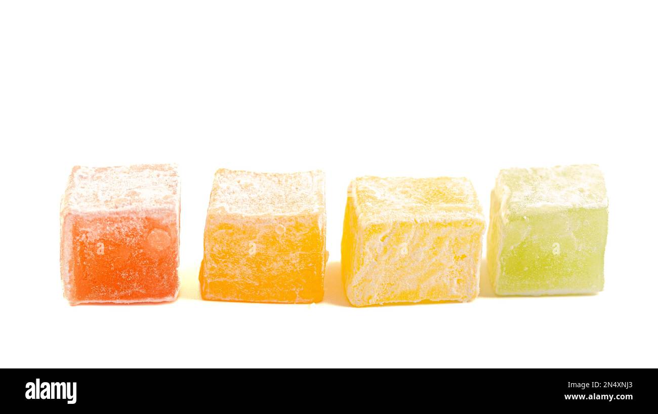 A Variety of Flavors of Turkish Delight Isolated on a White Background ...