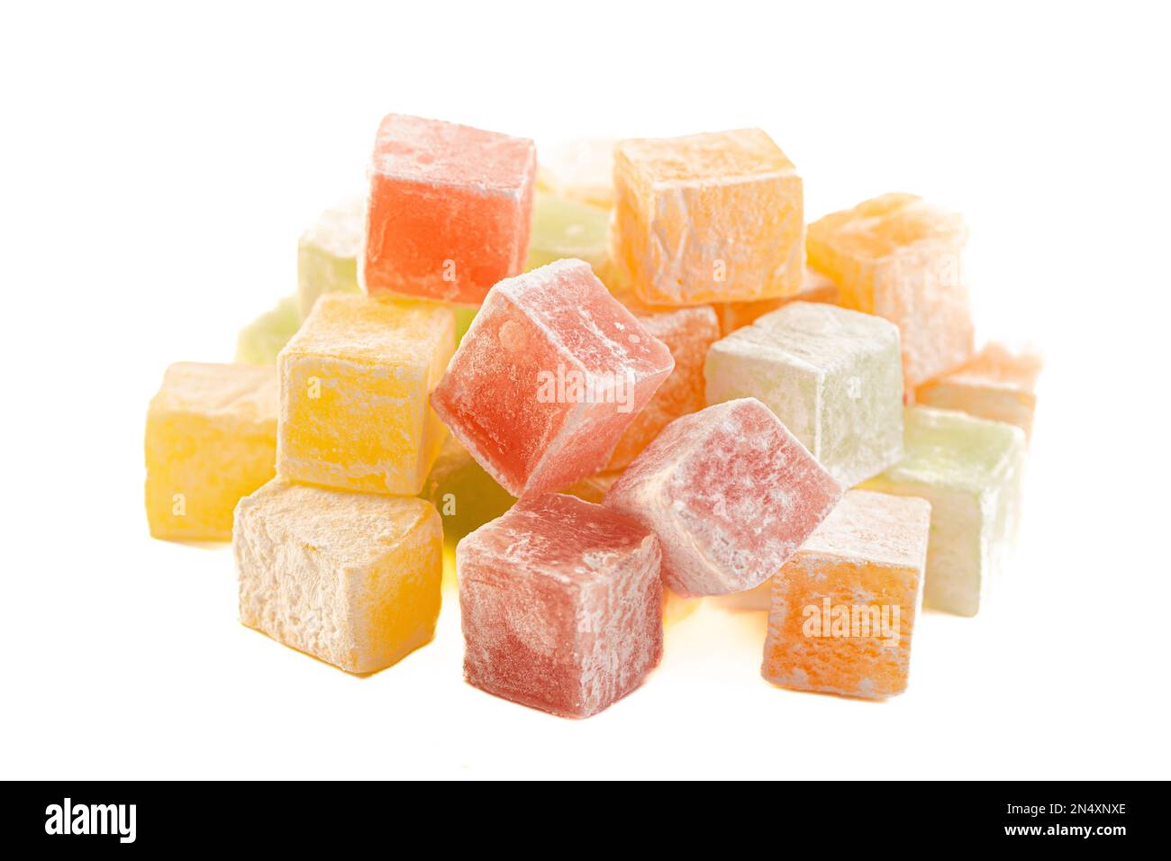 A Variety of Flavors of Turkish Delight Isolated on a White Background ...