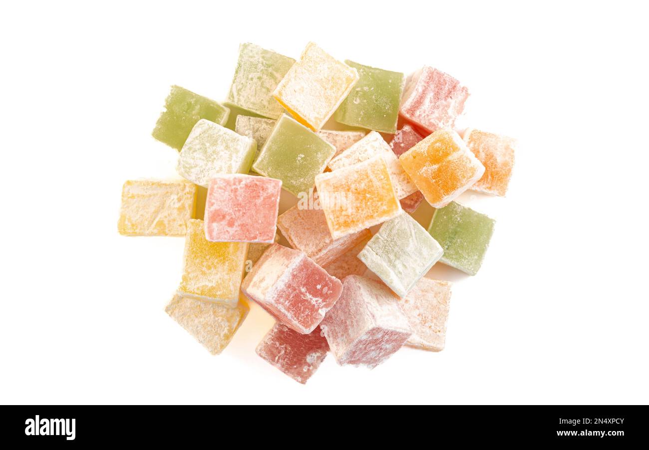 A Variety of Flavors of Turkish Delight Isolated on a White Background ...