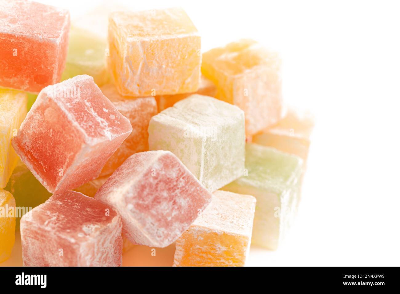 A Variety of Flavors of Turkish Delight Isolated on a White Background ...