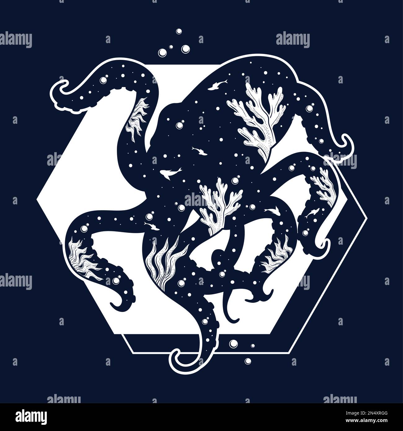 octopus in surreal frame scene Stock Vector Image & Art - Alamy