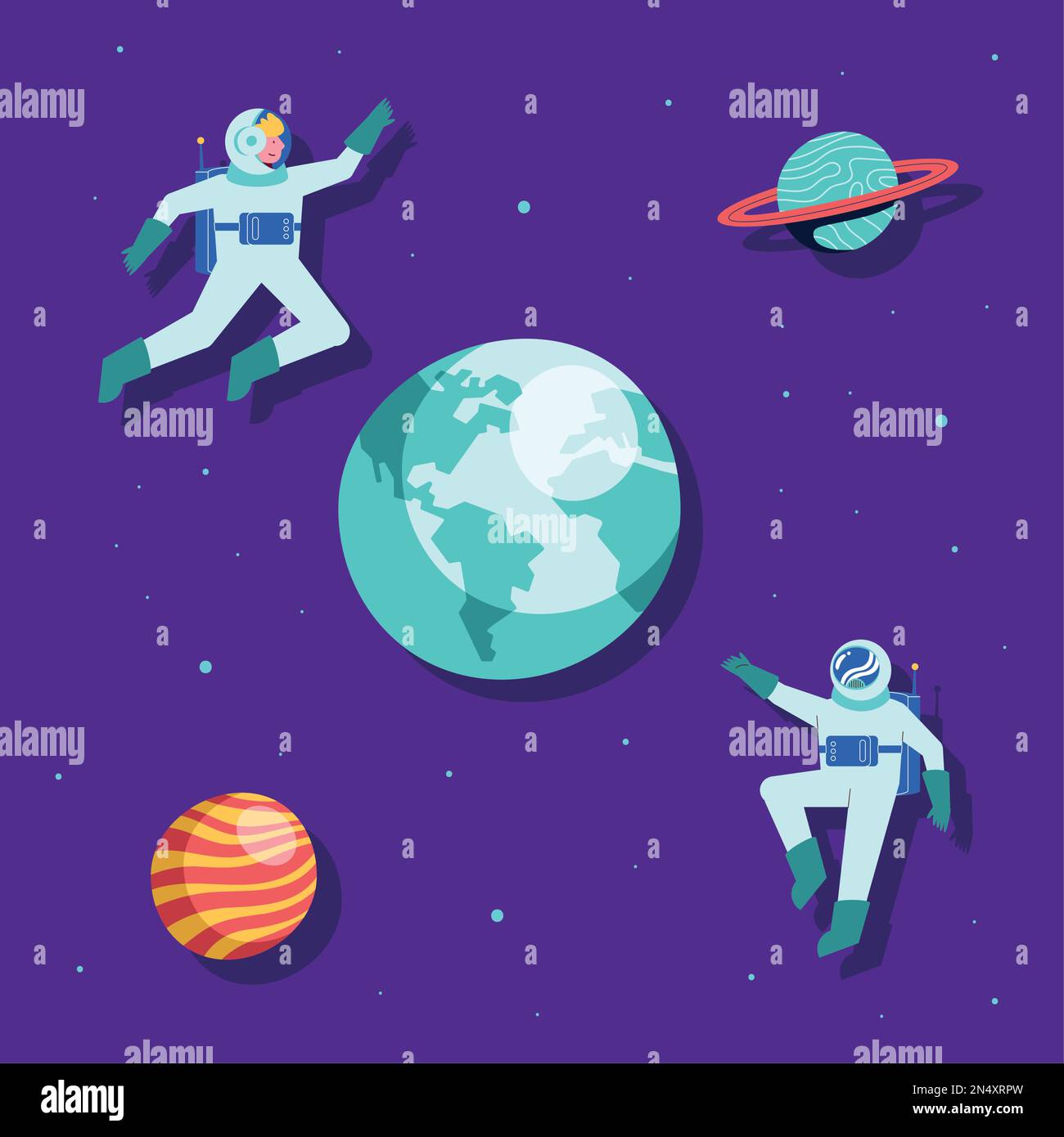 three planets and astronauts icons Stock Vector Image & Art - Alamy