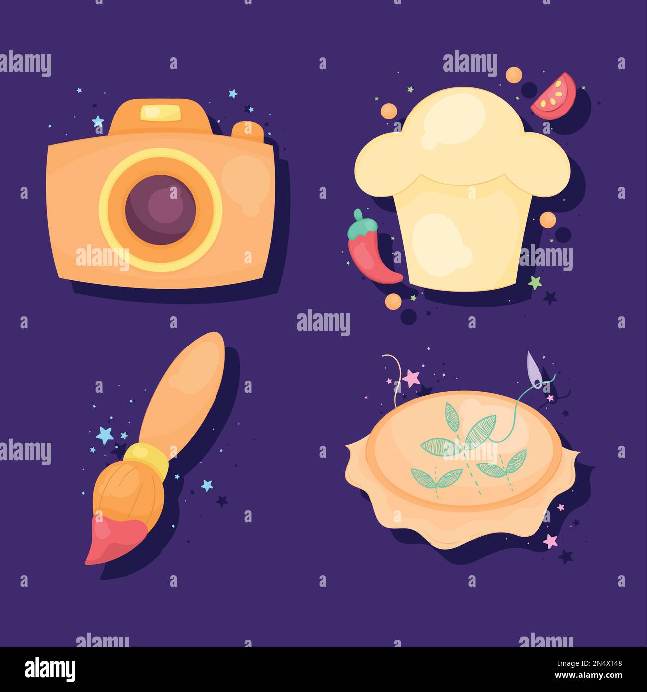 four fun hobbies set icons Stock Vector Image & Art - Alamy