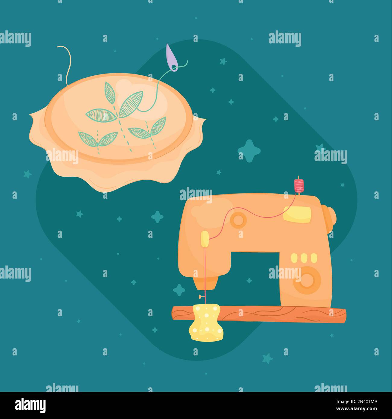 embroidery drum and sewing machine icons Stock Vector Image & Art - Alamy