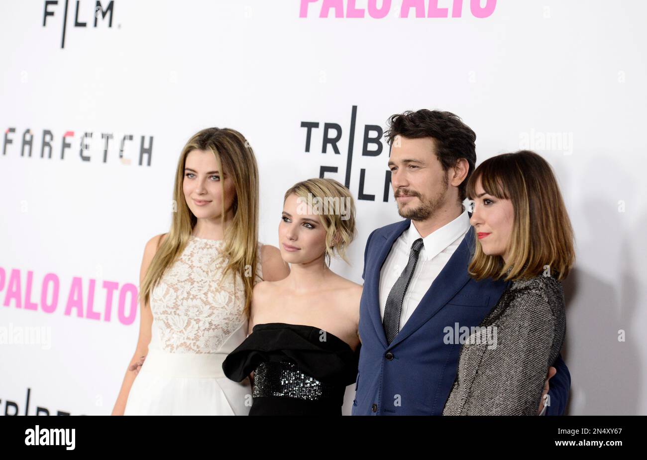 Zoe Levin, and from left, Emma Roberts, James Franco and director Gia ...