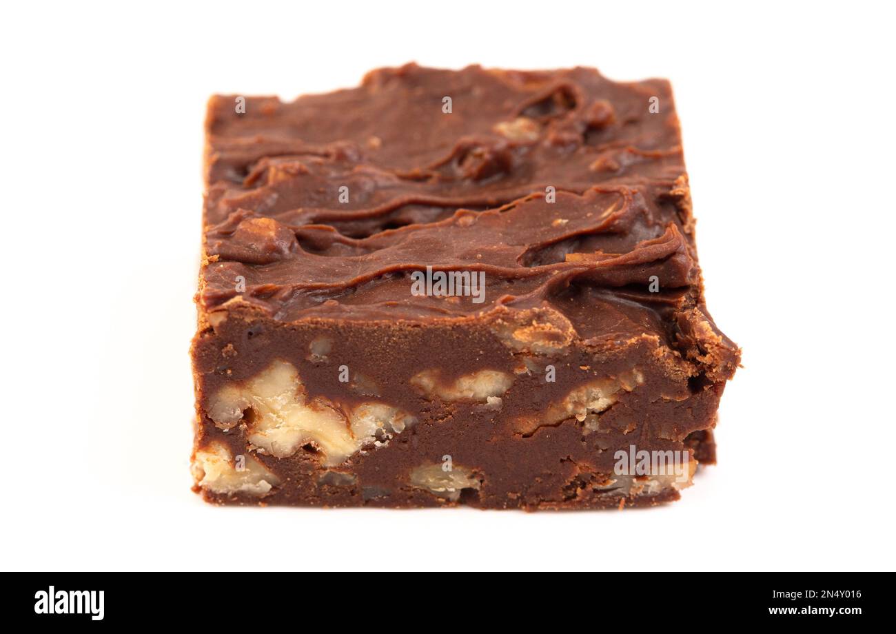 Chocolate Nut Fudge on a White Background Stock Photo - Alamy