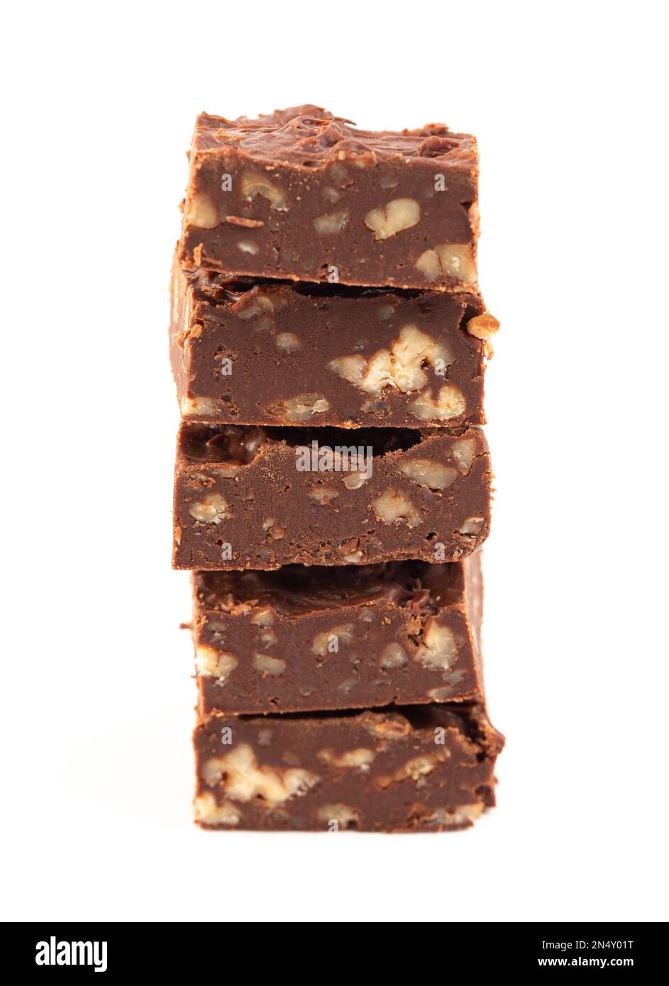 Chocolate Nut Fudge on a White Background Stock Photo - Alamy