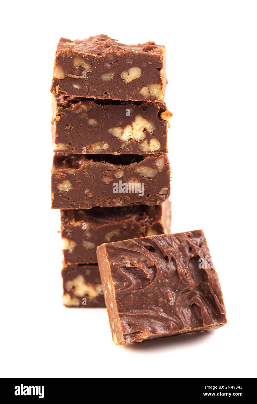 Chocolate Nut Fudge on a White Background Stock Photo - Alamy
