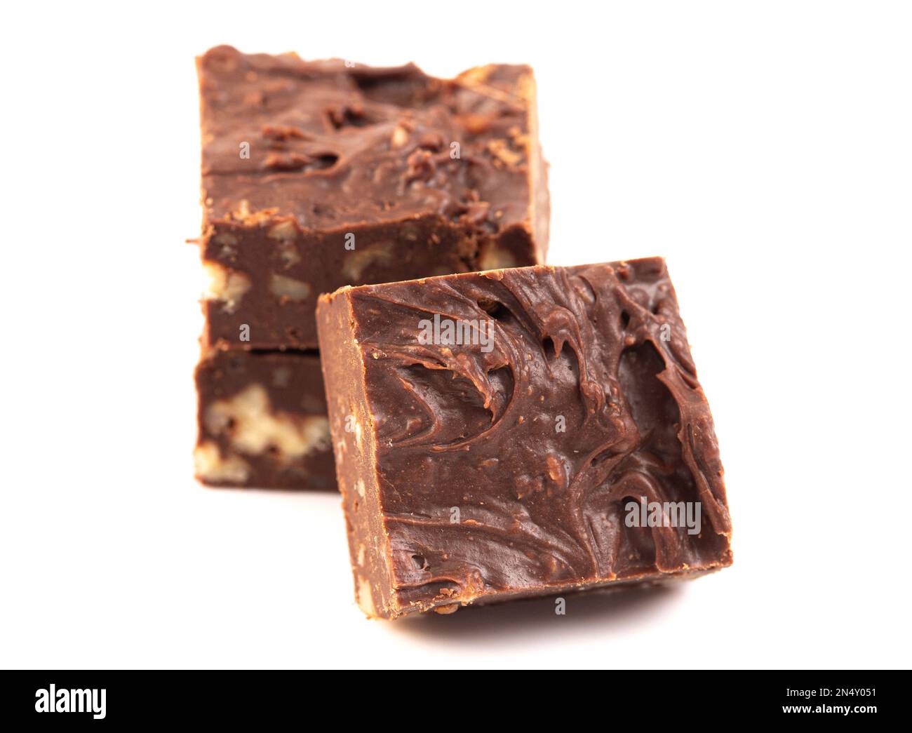 Chocolate Nut Fudge on a White Background Stock Photo - Alamy