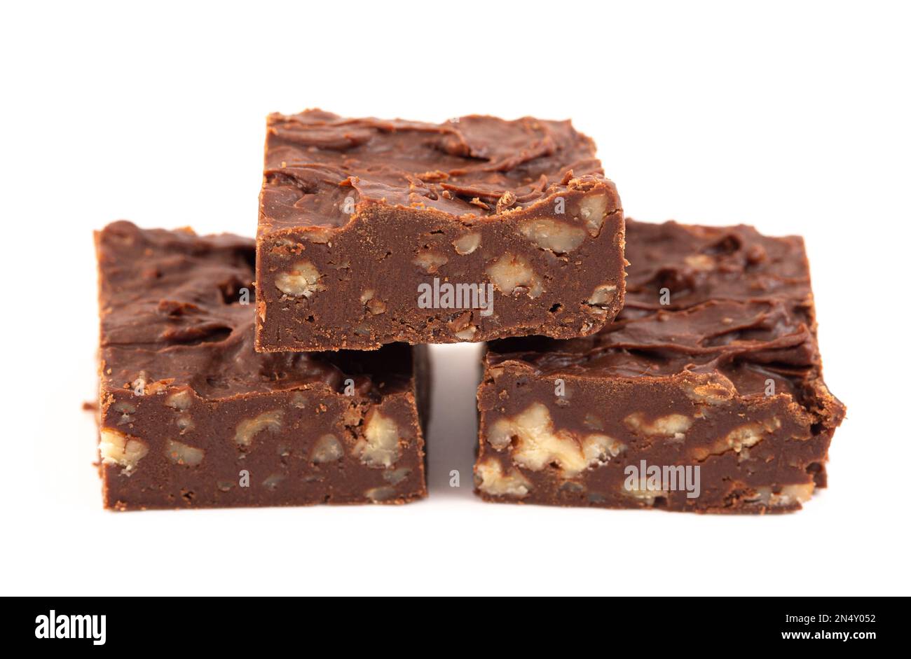 Chocolate Nut Fudge on a White Background Stock Photo - Alamy