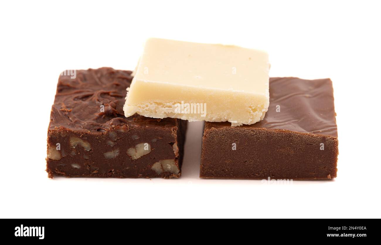 Three Types of Fudge Isolated on a White Background Stock Photo - Alamy