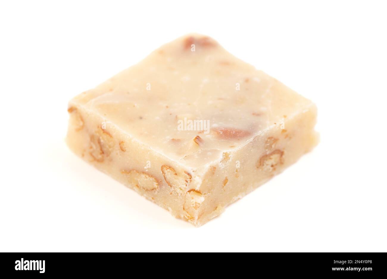Cubes of Maple Walnut and Pecan Fudge Isolated on a White Background ...