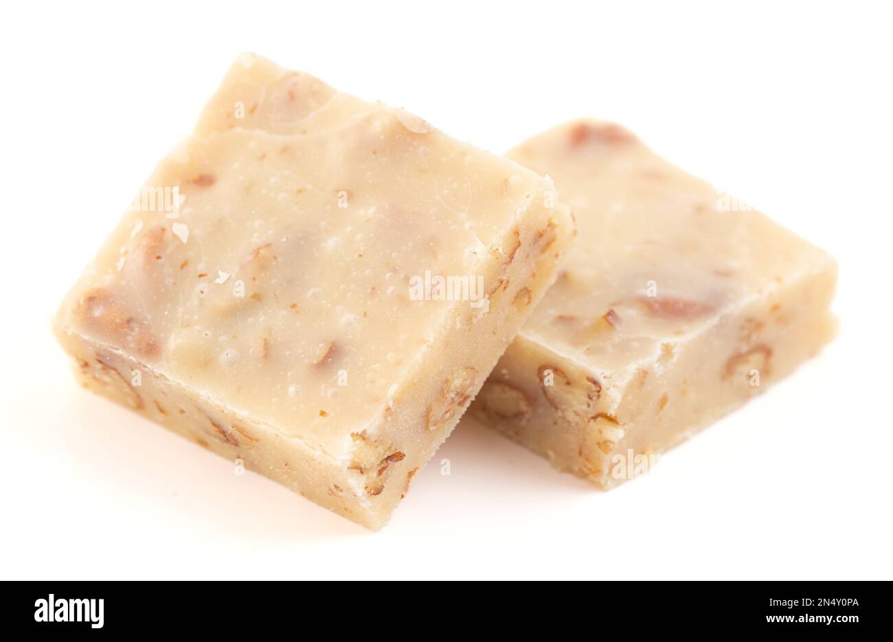 Cubes of Maple Walnut and Pecan Fudge Isolated on a White Background ...